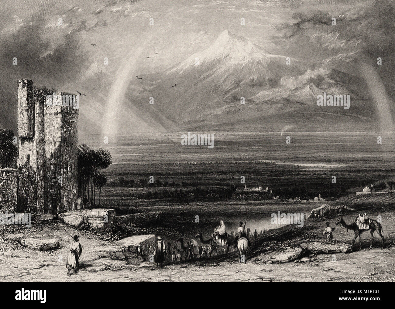Mount ARARAT - Landscape Illustration of the Bible - British engraving ...