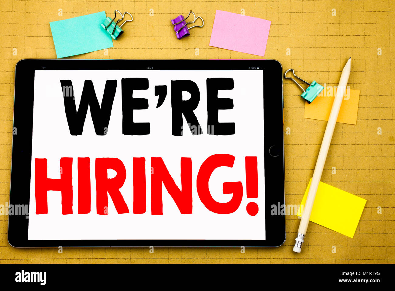 Hand writing text caption inspiration showing We Are Hiring Now ...