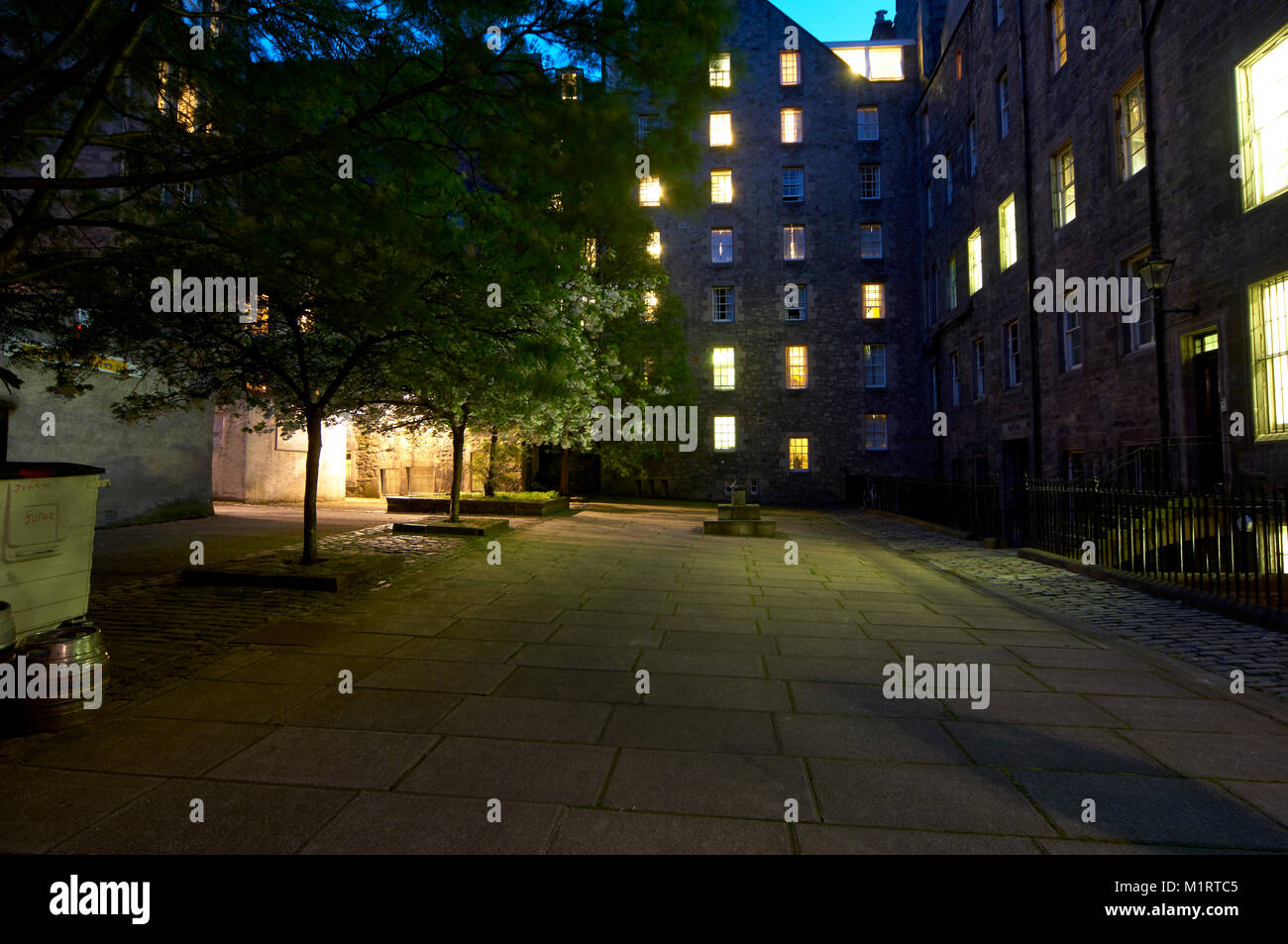 Edinburgh Tenement Building at night Stock Photo - Alamy