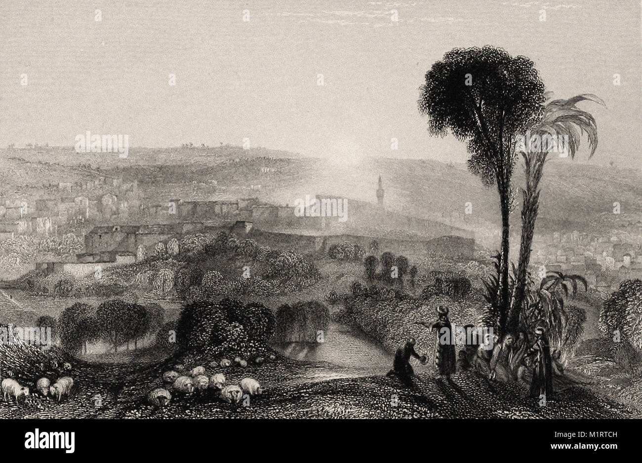 NAZARETH - Landscape Illustration of the Bible - British engraving 19th ...