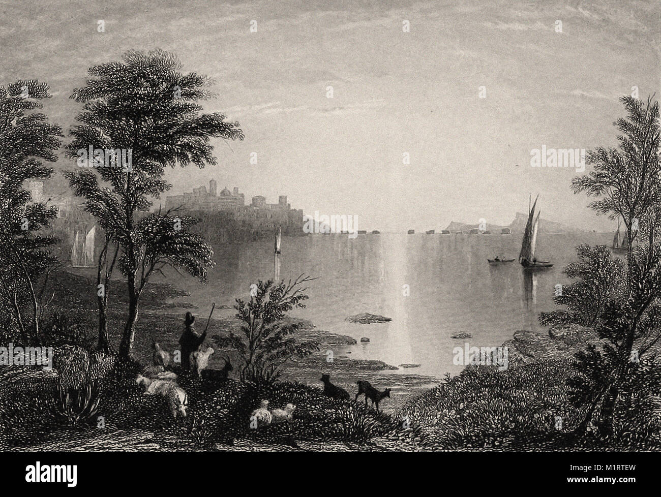 PUTEOLI - Landscape Illustration of the Bible - British engraving 19th ...