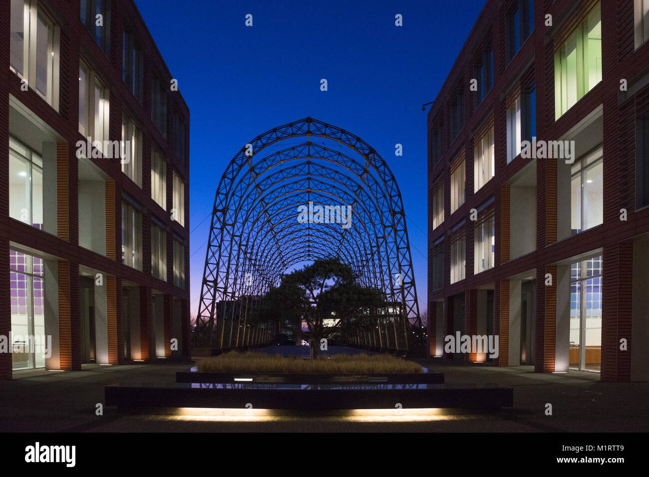 Farnborough airship hangar at night, Hampshire, England, UK Stock Photo ...