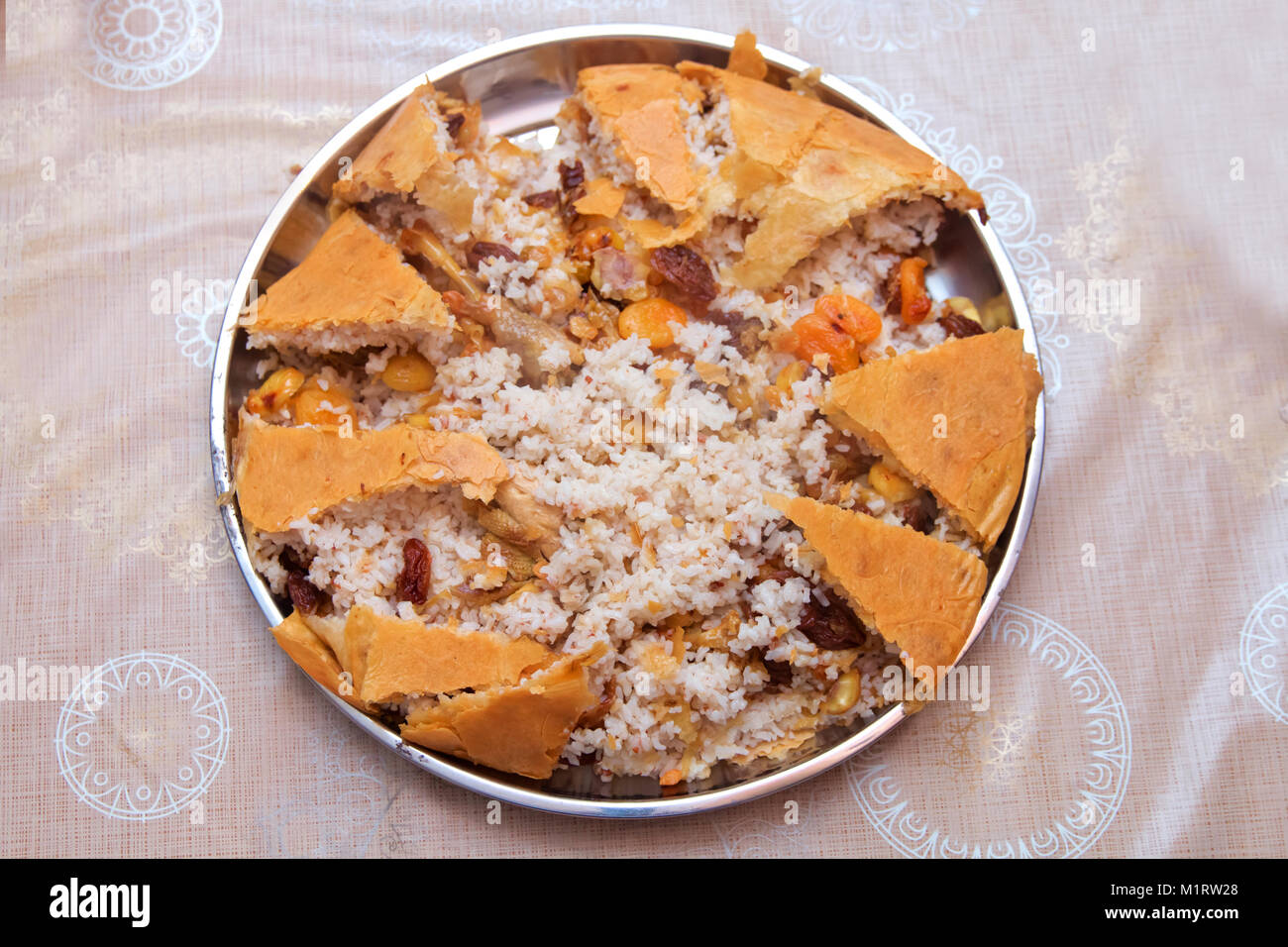 Shah pilaf. Khan pilaf in a pita. Traditional oriental dish . on ...