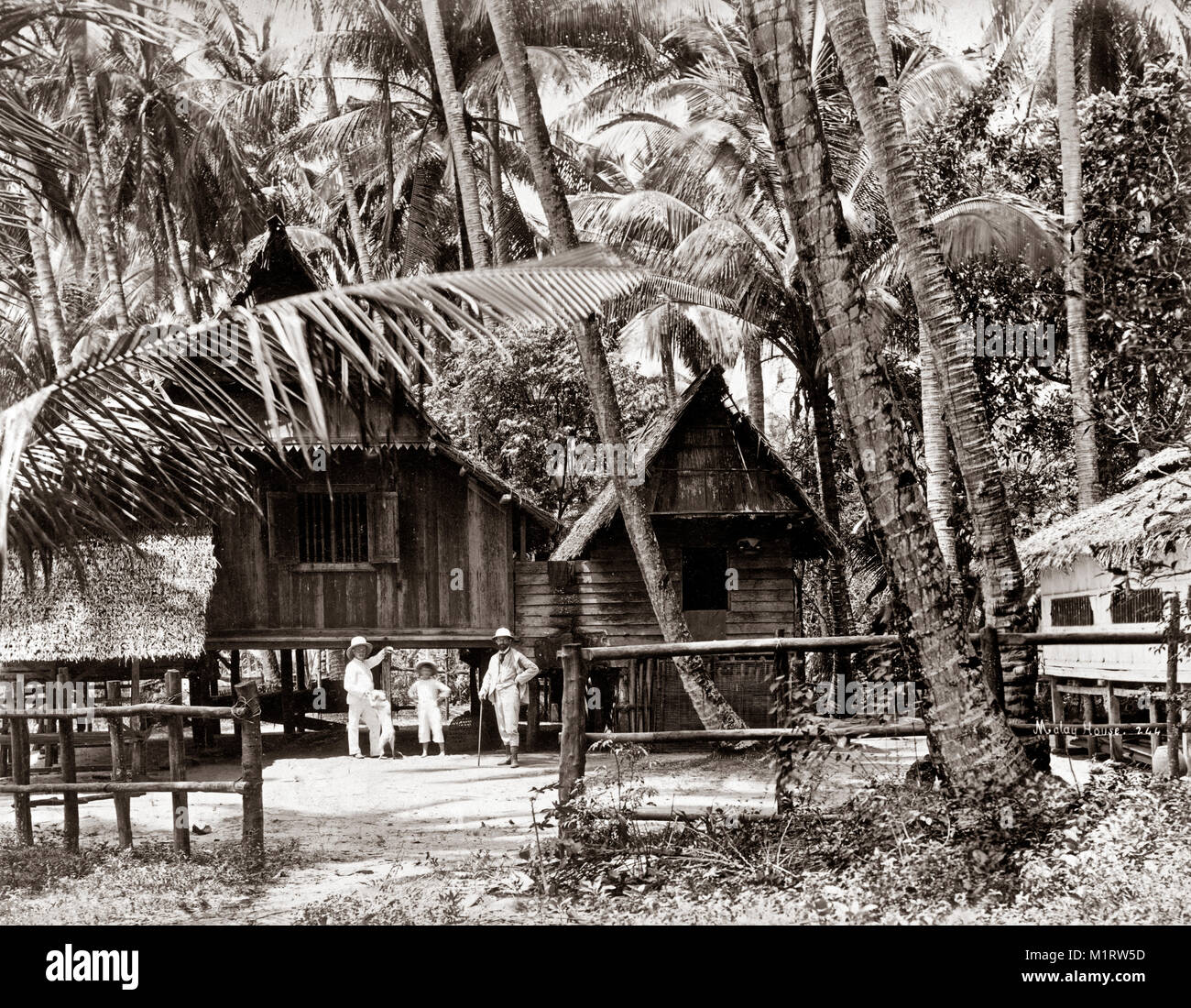 c.1880 South East Asia - indigenous native dwelling Malay peninsula ...