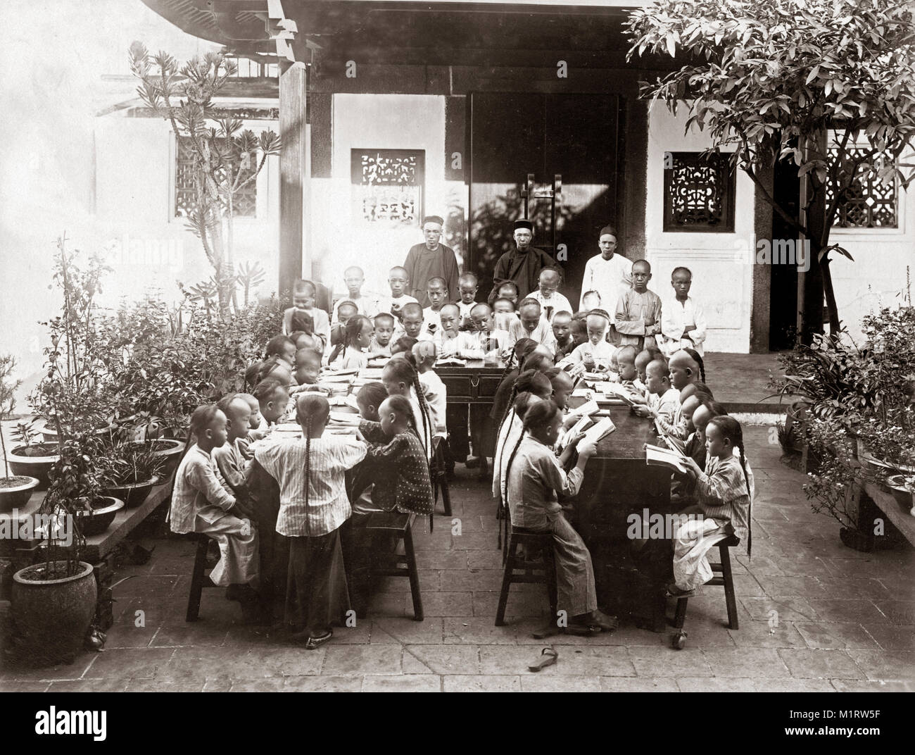 c.1880 South East Asia - Chinese boys school Singapore Stock Photo - Alamy