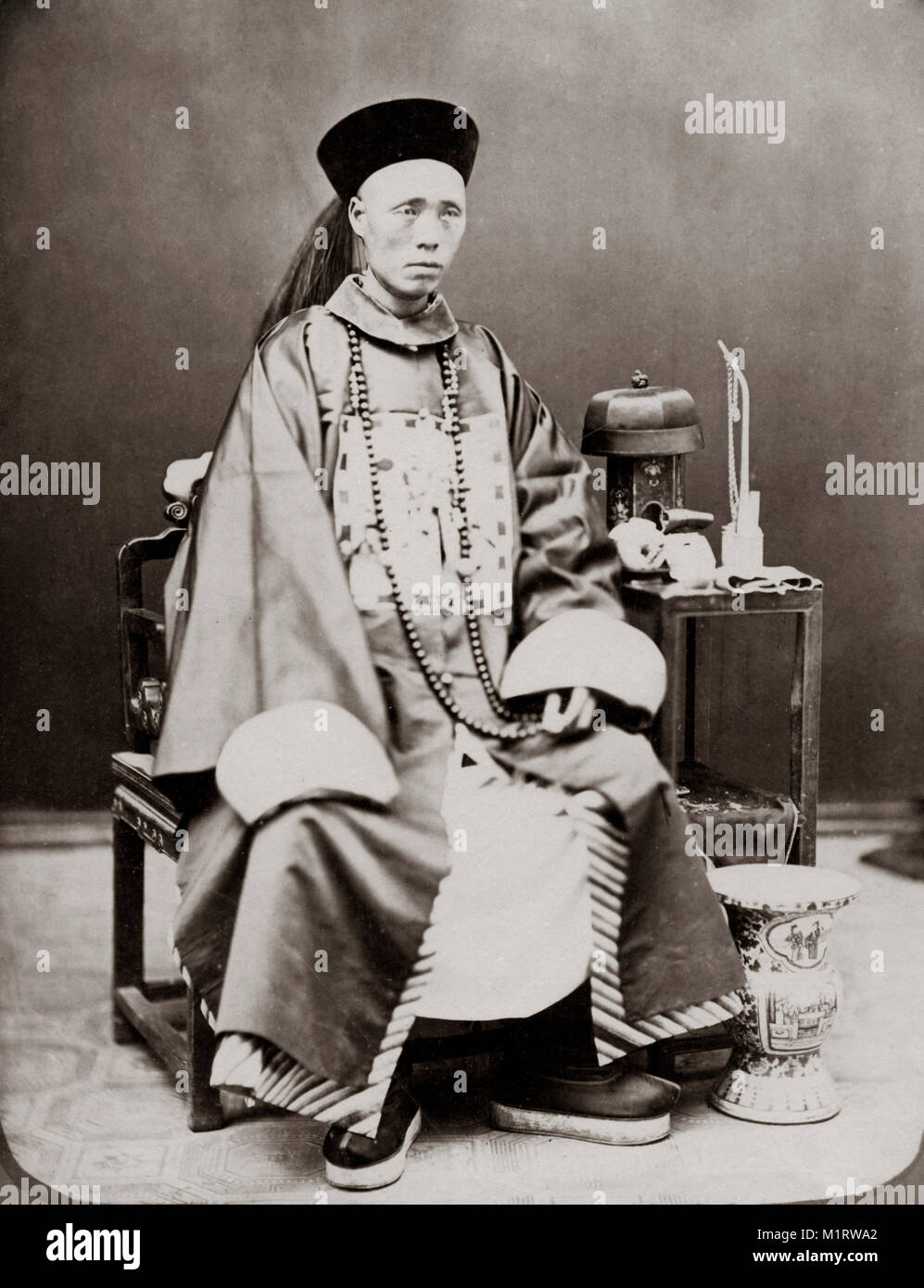 c.1880s China - wealthy Chinese merchant or a mandarin, with elaborate ...