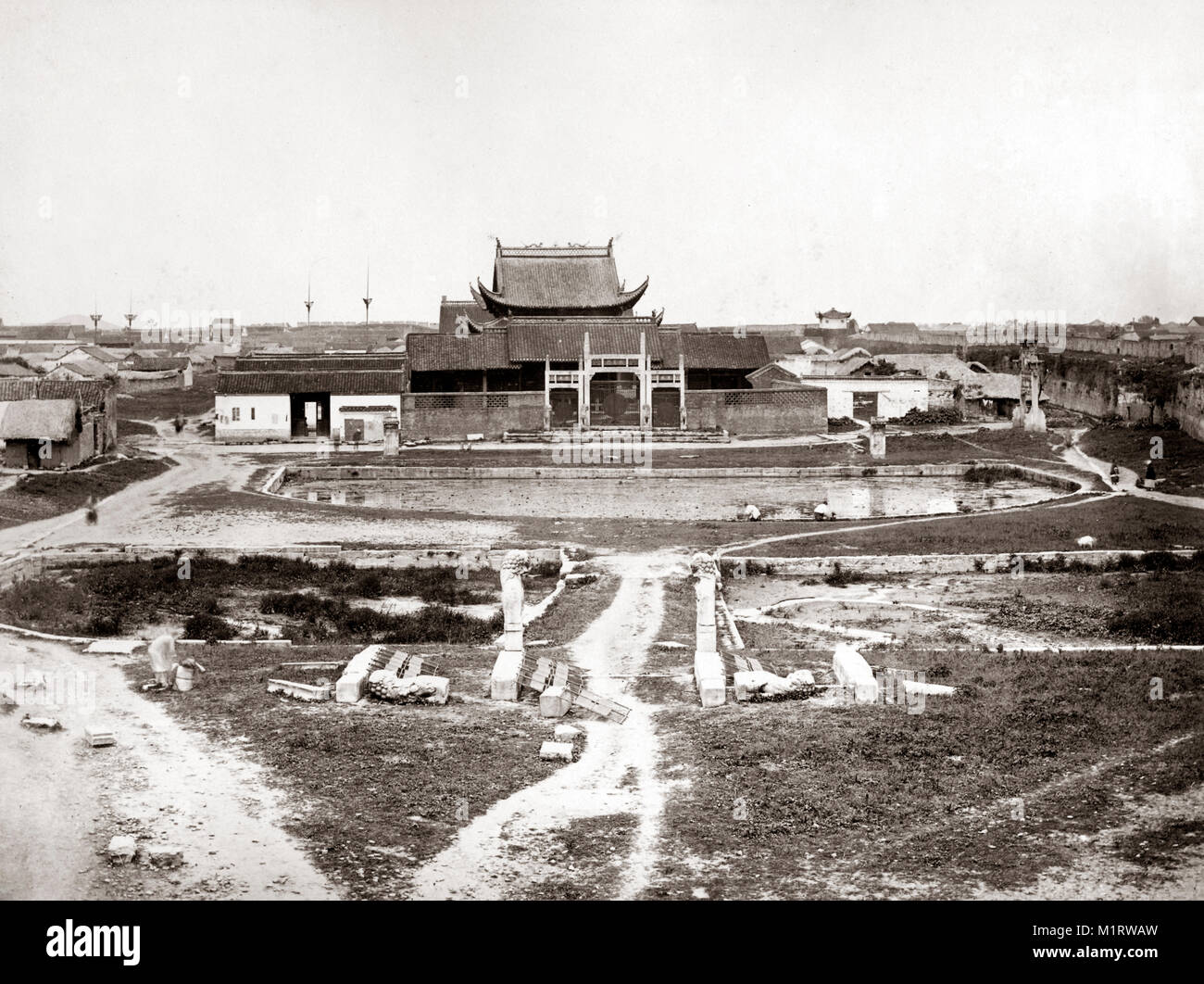 c.1880s China - Chinese temple or fortress complex Stock Photo - Alamy