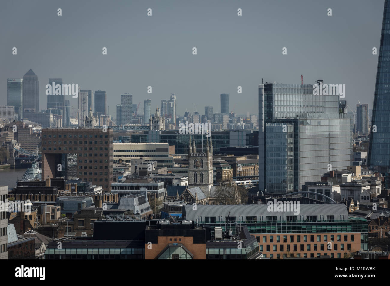 The Shard and Docklands London from Tate Modern Roof Stock Photo - Alamy