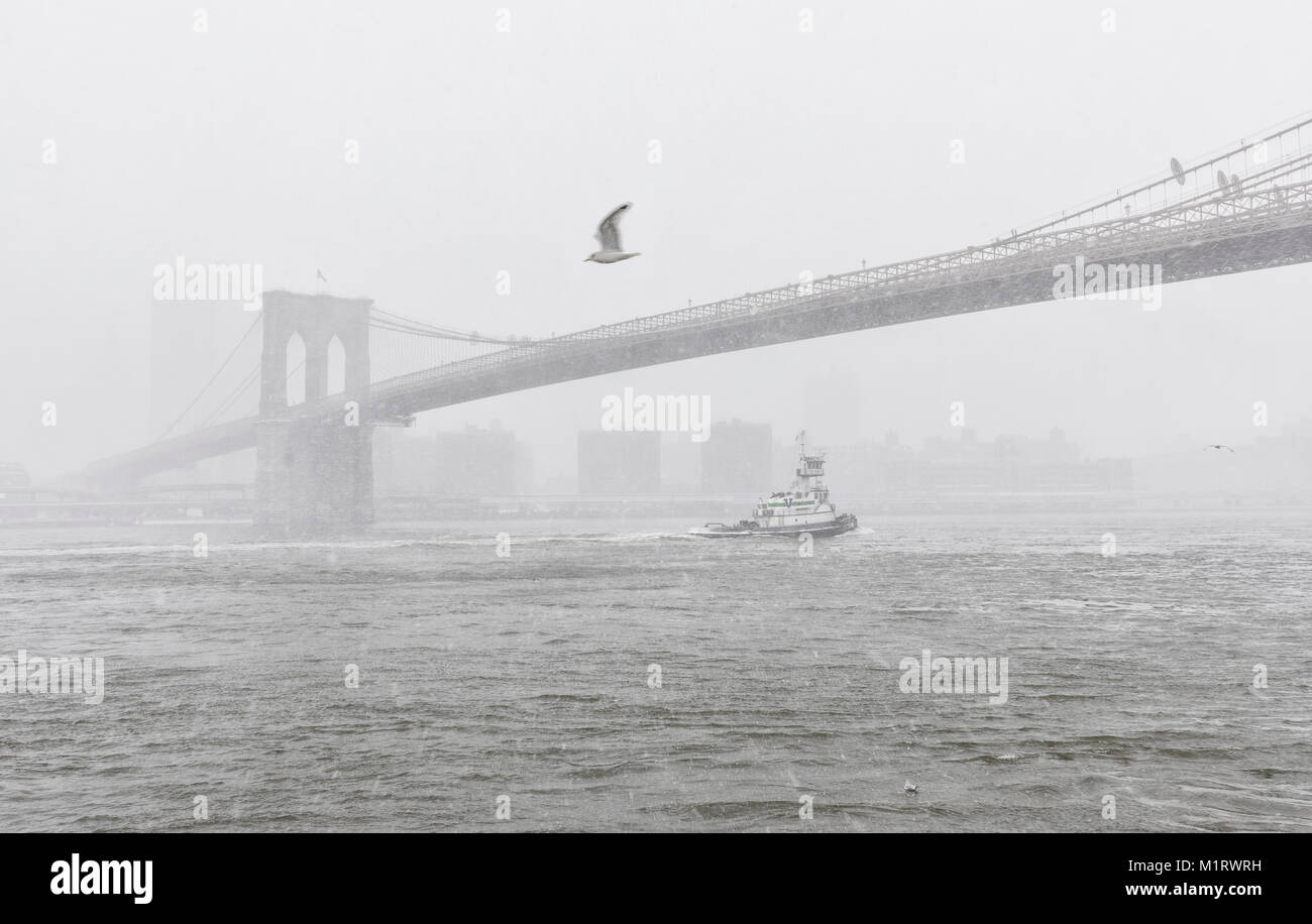 Brooklyn bridge in snow hi-res stock photography and images - Alamy