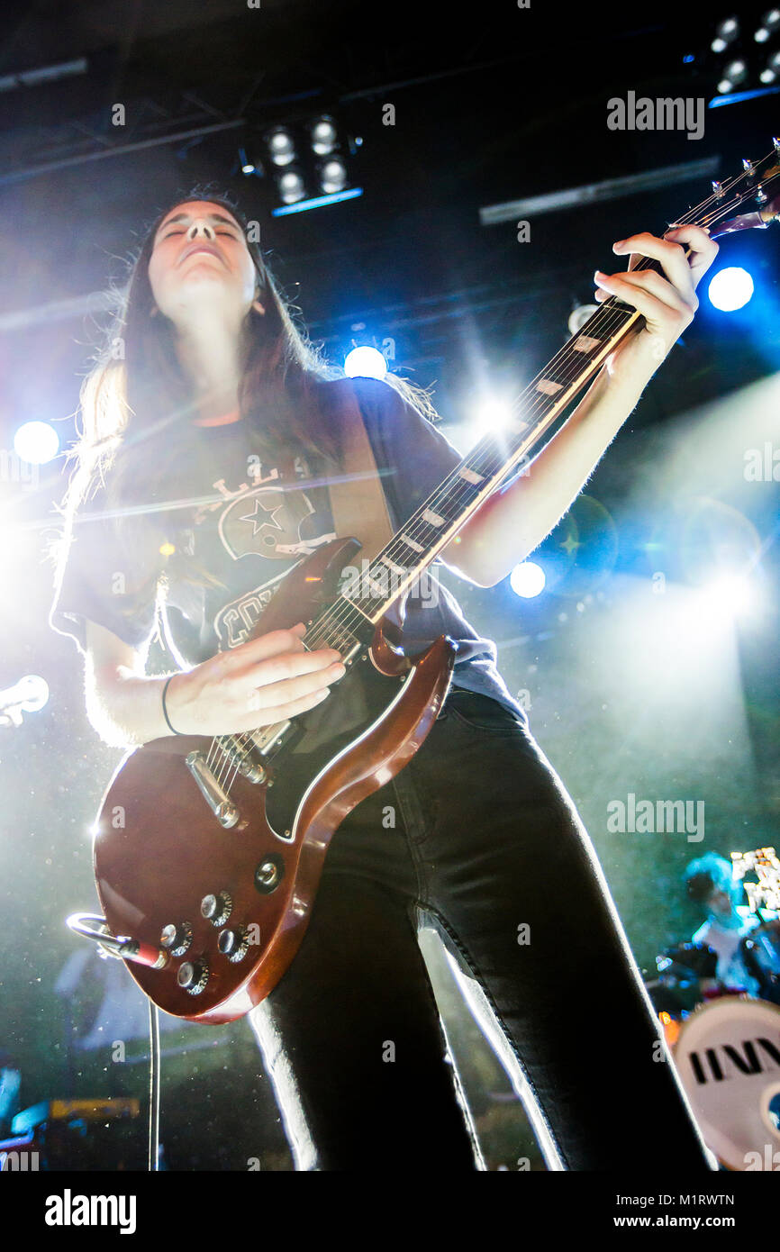 The American pop rock band HAIM performs a live concert at USF Verftet ...