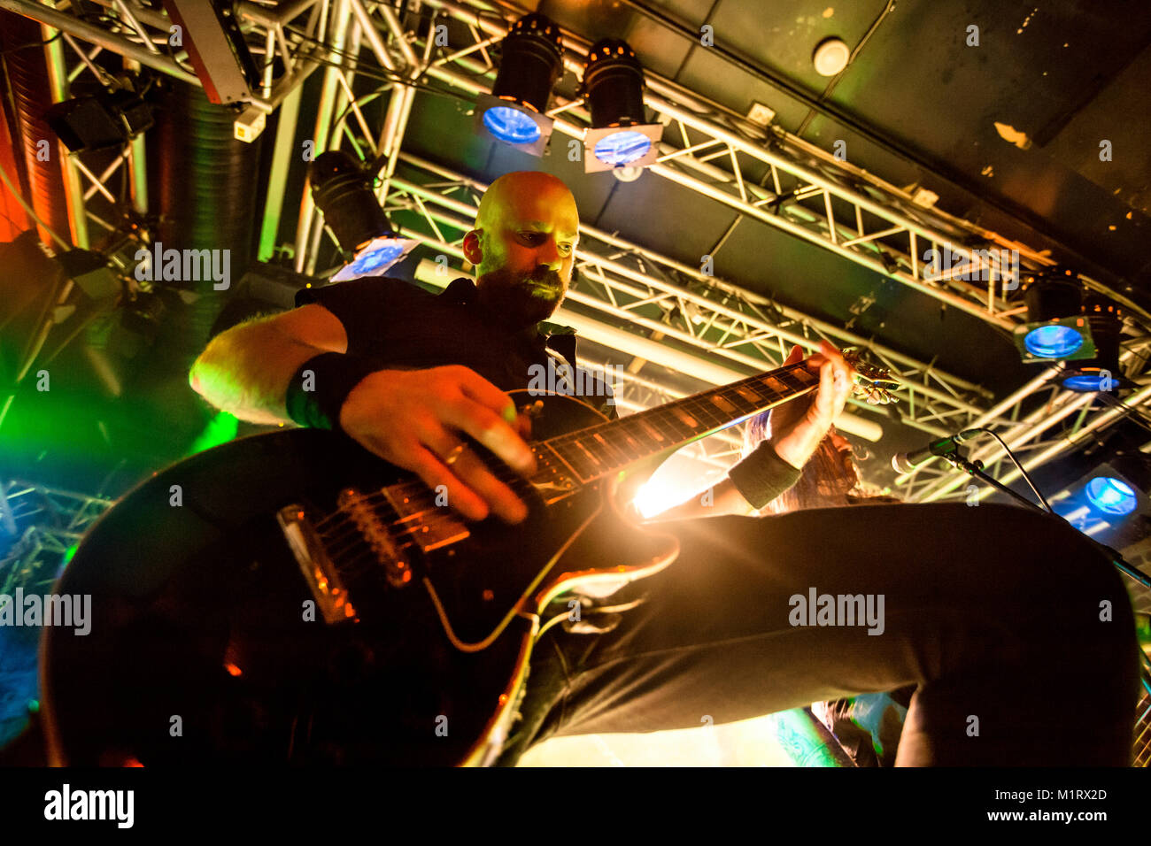 The Norwegian Viking black metal band Helheim performs a live concert ...