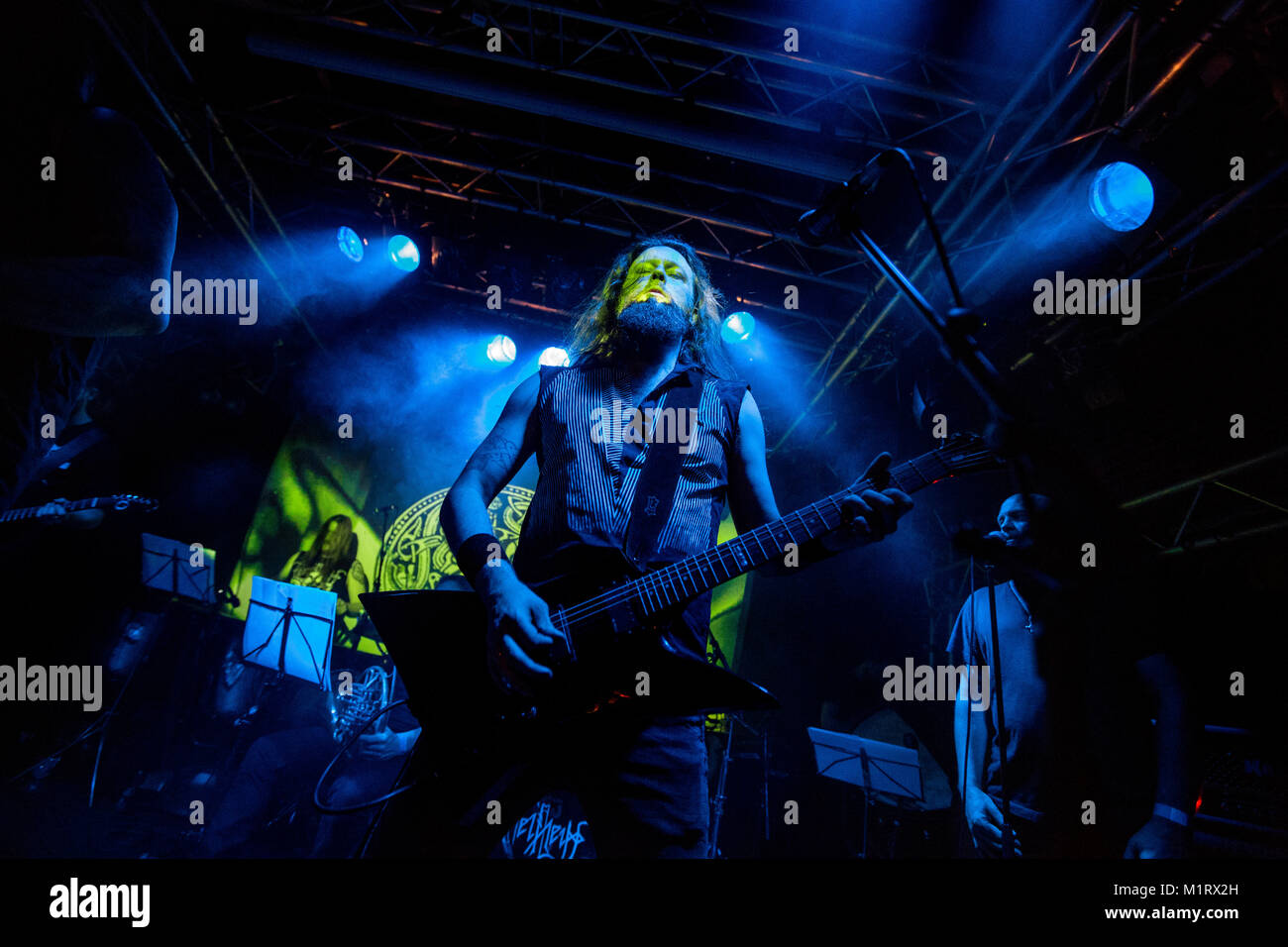 The Norwegian Viking black metal band Helheim performs a live concert ...