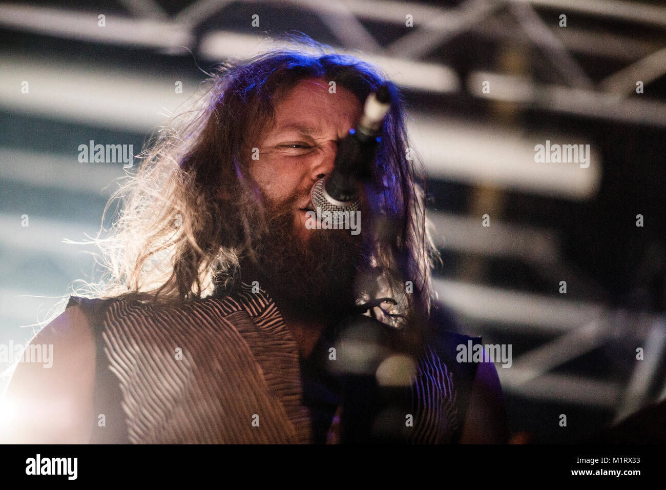 The Norwegian Viking black metal band Helheim performs a live concert ...