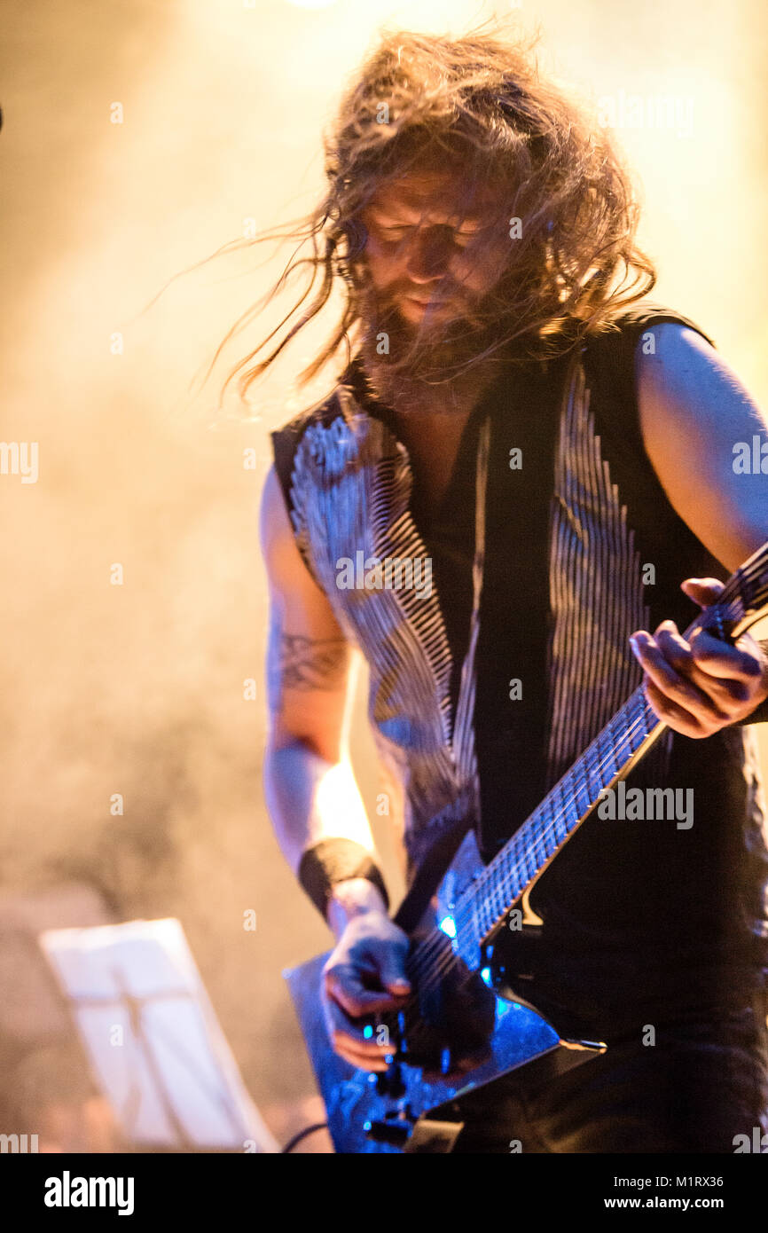 The Norwegian Viking black metal band Helheim performs a live concert ...