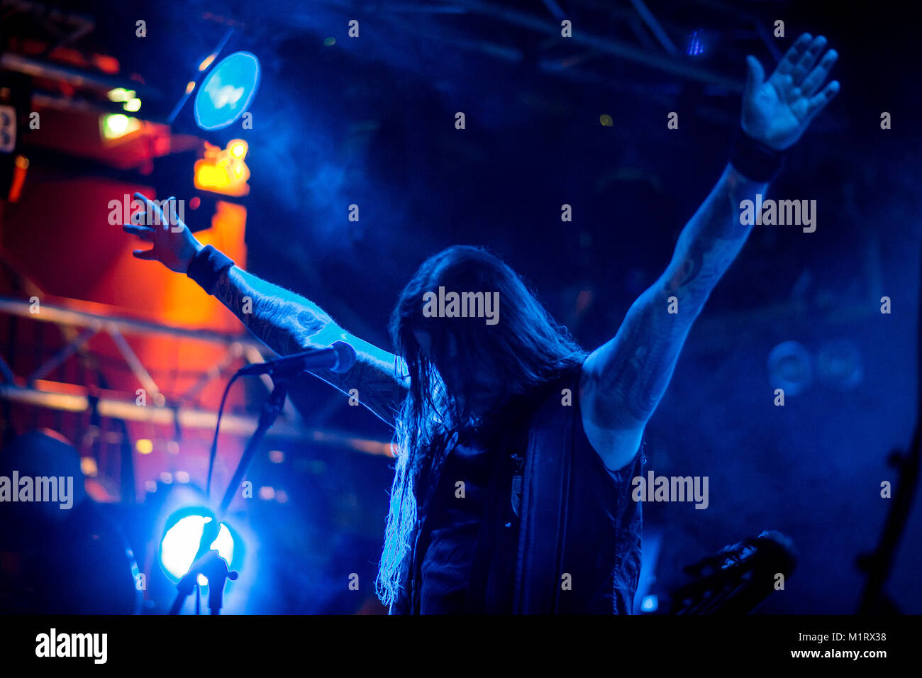 The Norwegian Viking black metal band Helheim performs a live concert ...