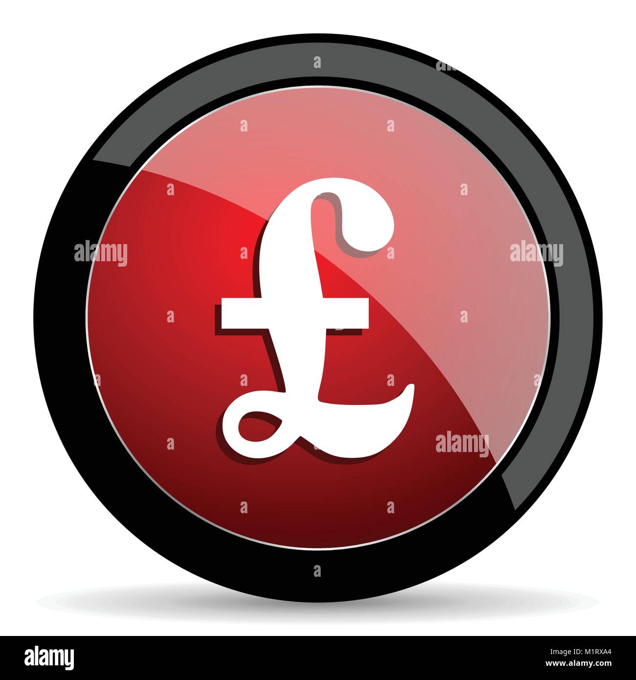Pound vector icon. Modern design red and black glossy web and mobile ...
