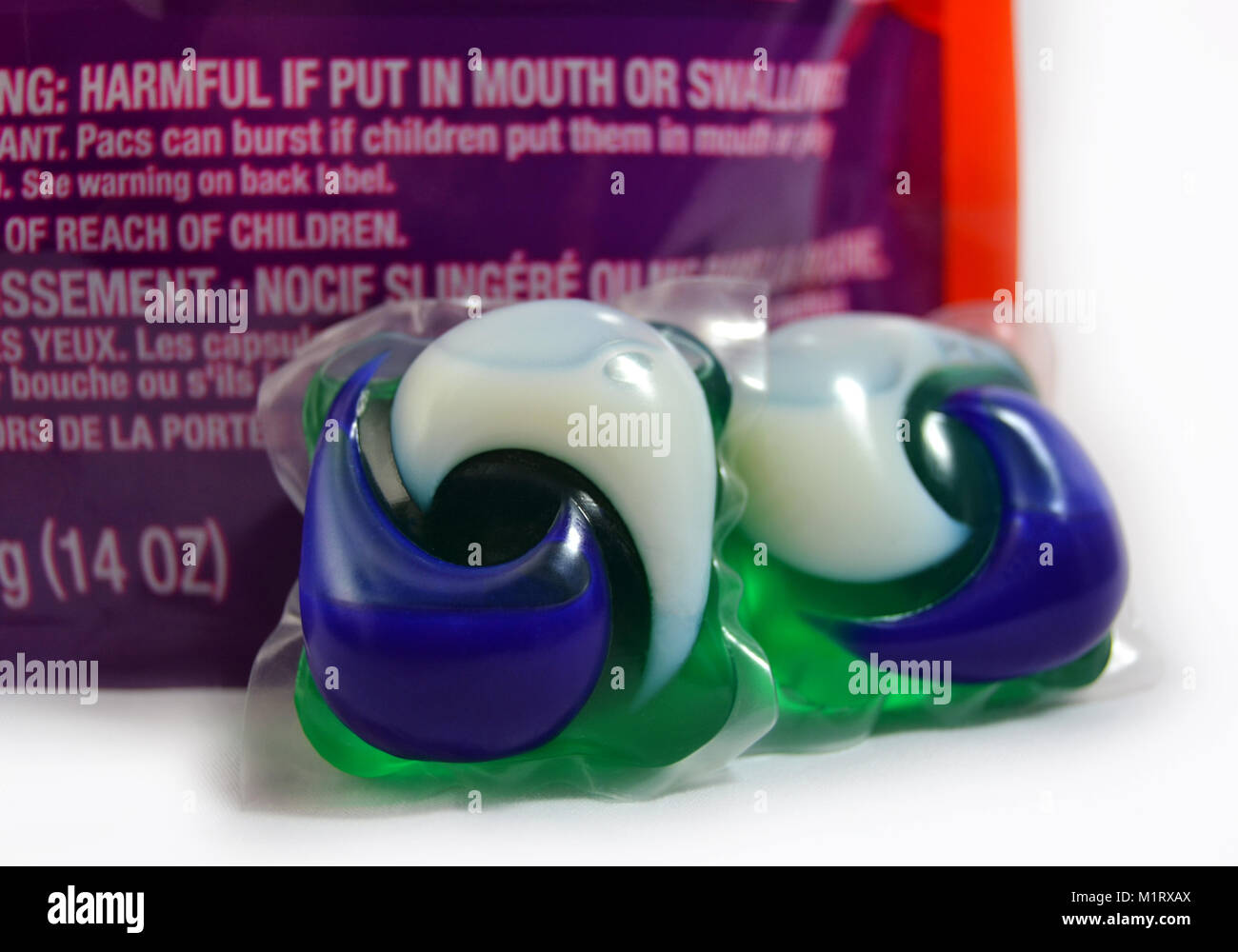 Two Tide Pods on White Background with Corner Packaging Stock Photo - Alamy