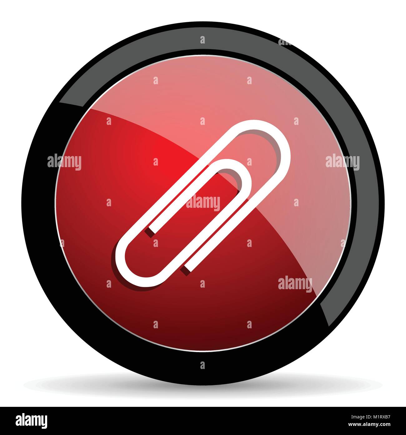 Paperclip vector icon. Modern design red and black glossy web and ...