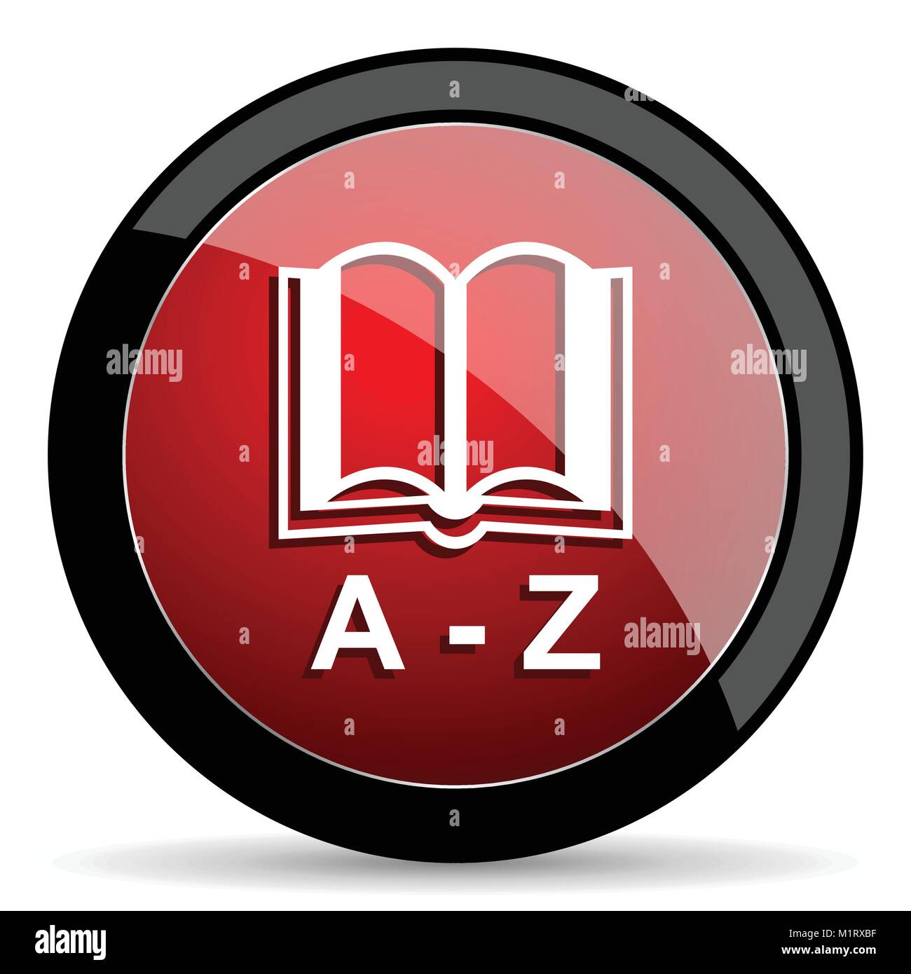 Dictionary vector icon. Modern design red and black glossy web and ...