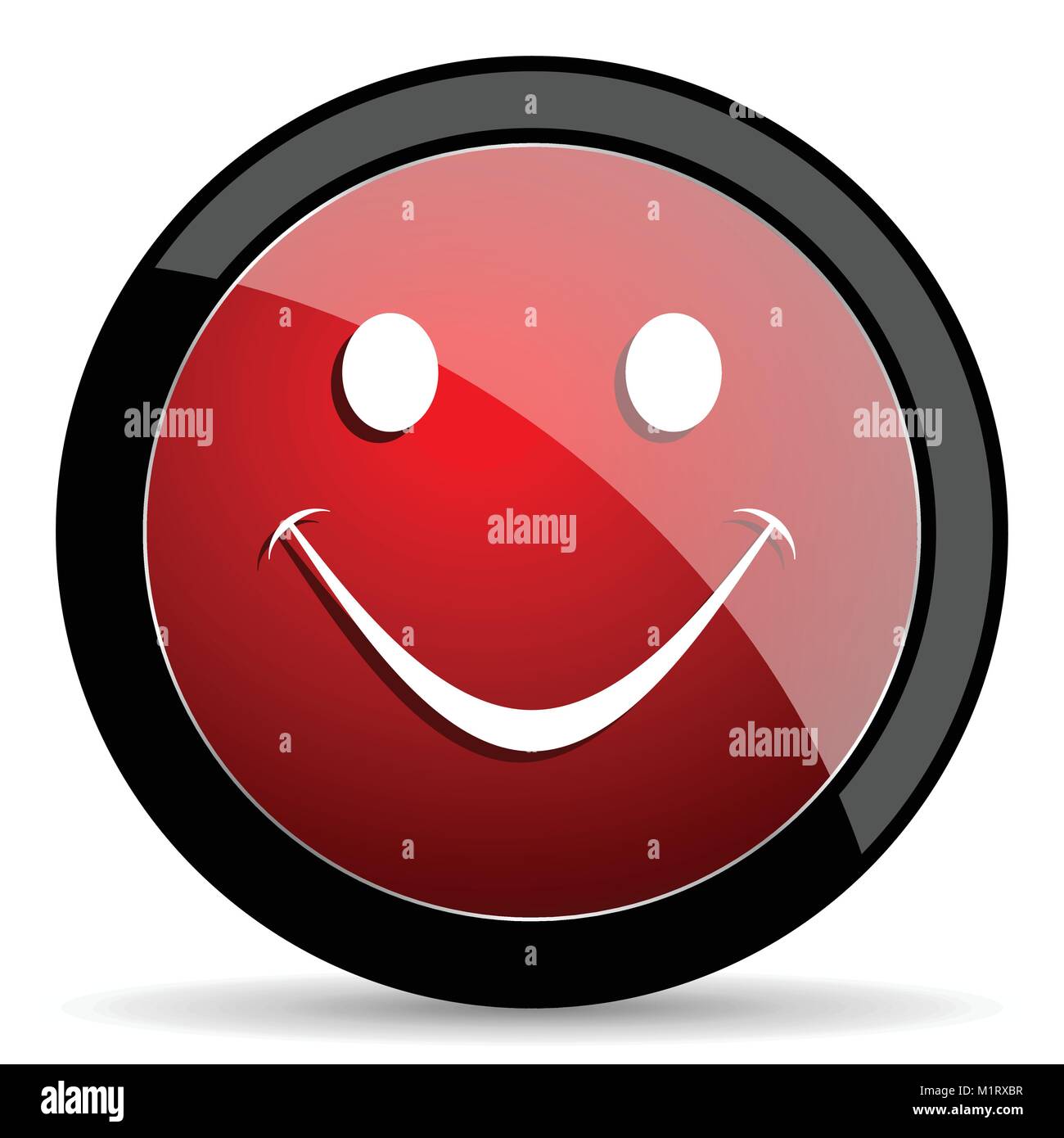 Smile vector icon. Modern design red and black glossy web and mobile ...