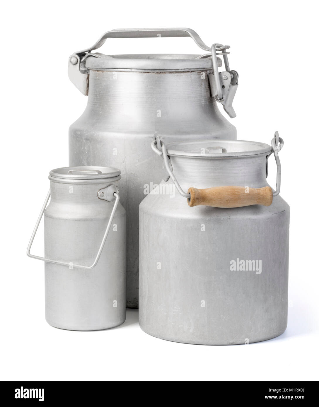 aluminium milk can on white background with clipping path Stock Photo ...