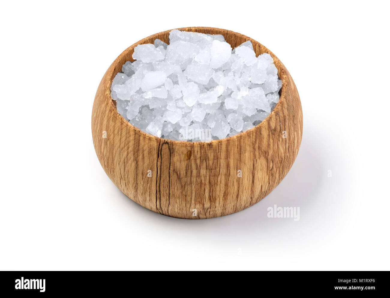 Salt wooden bowl isolated on white with clipping path Stock Photo - Alamy