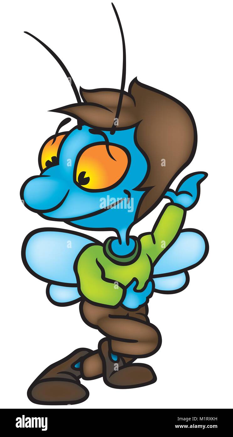 Blue Little Bug Gesturing Stock Vector Image & Art - Alamy