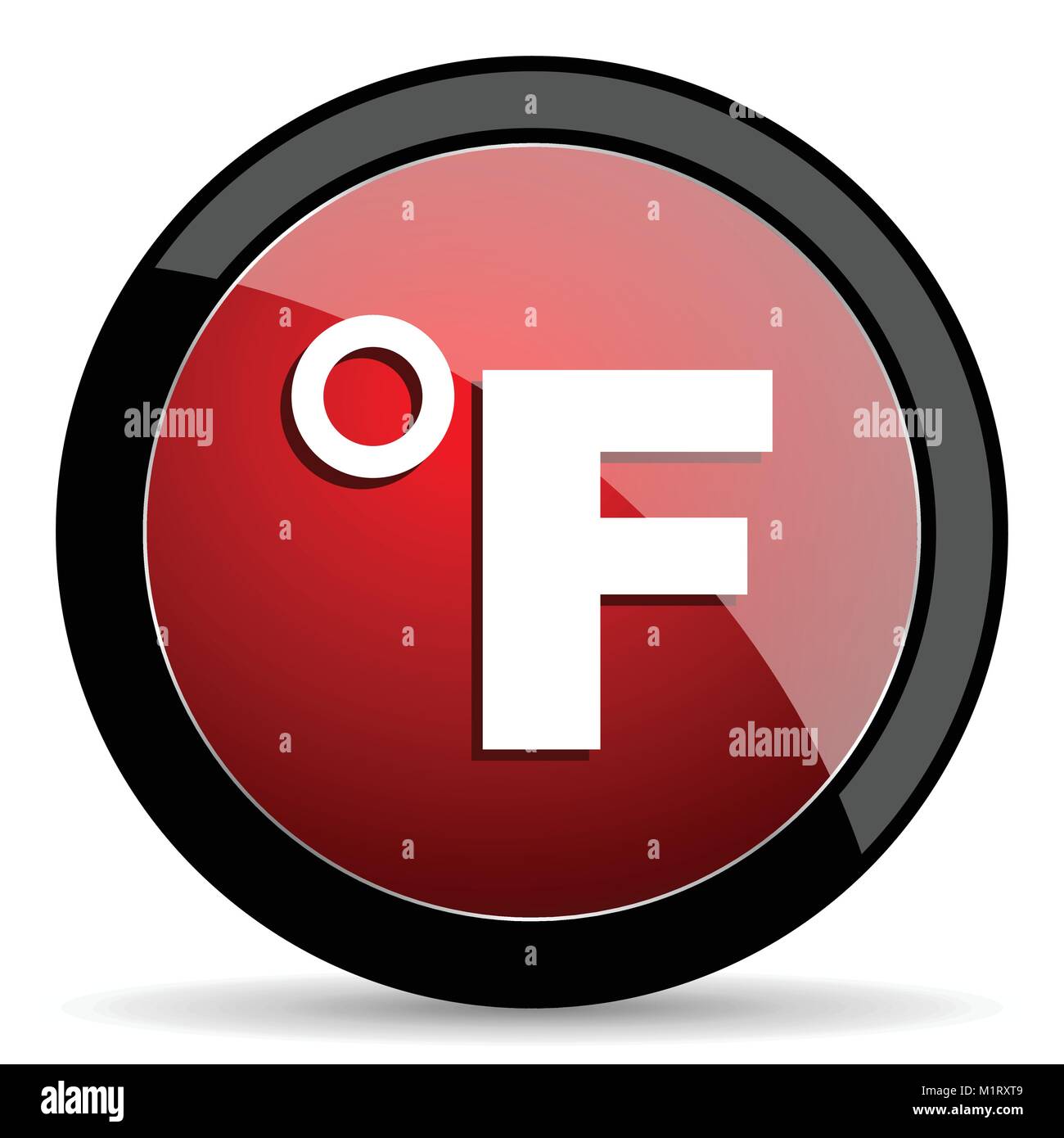 Fahrenheit vector icon. Modern design red and black glossy web and ...