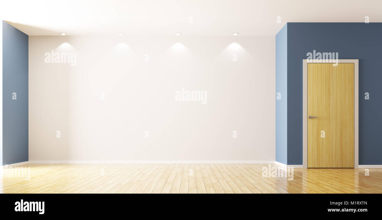 Empty interior background of living room with wooden door 3d rendering ...
