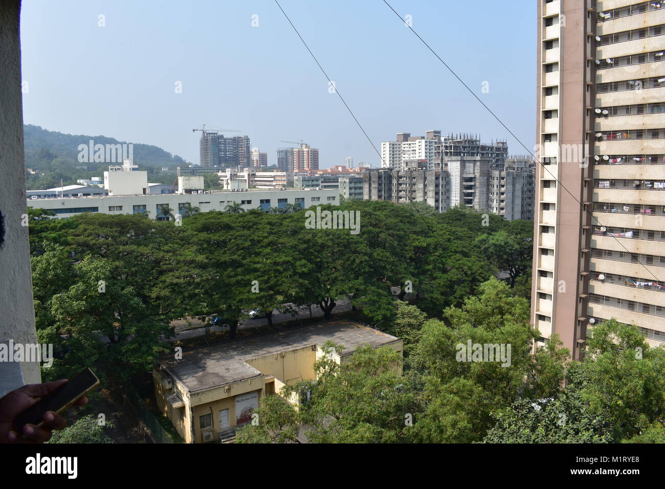 A close view of building tower from another tower looking awesome Stock ...