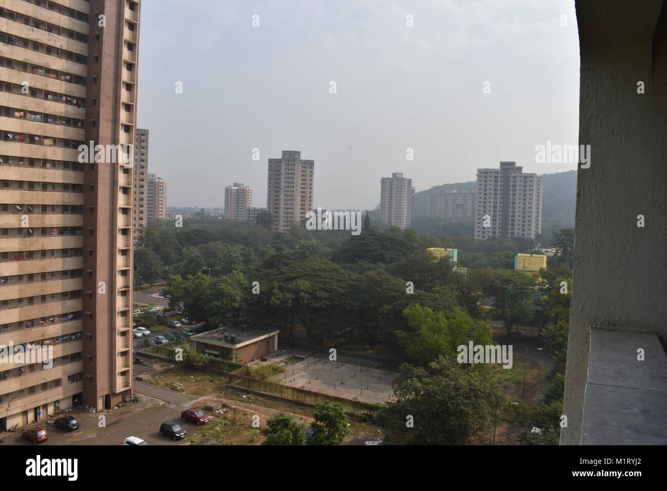 A awesome view of residential building from a building tower Stock ...