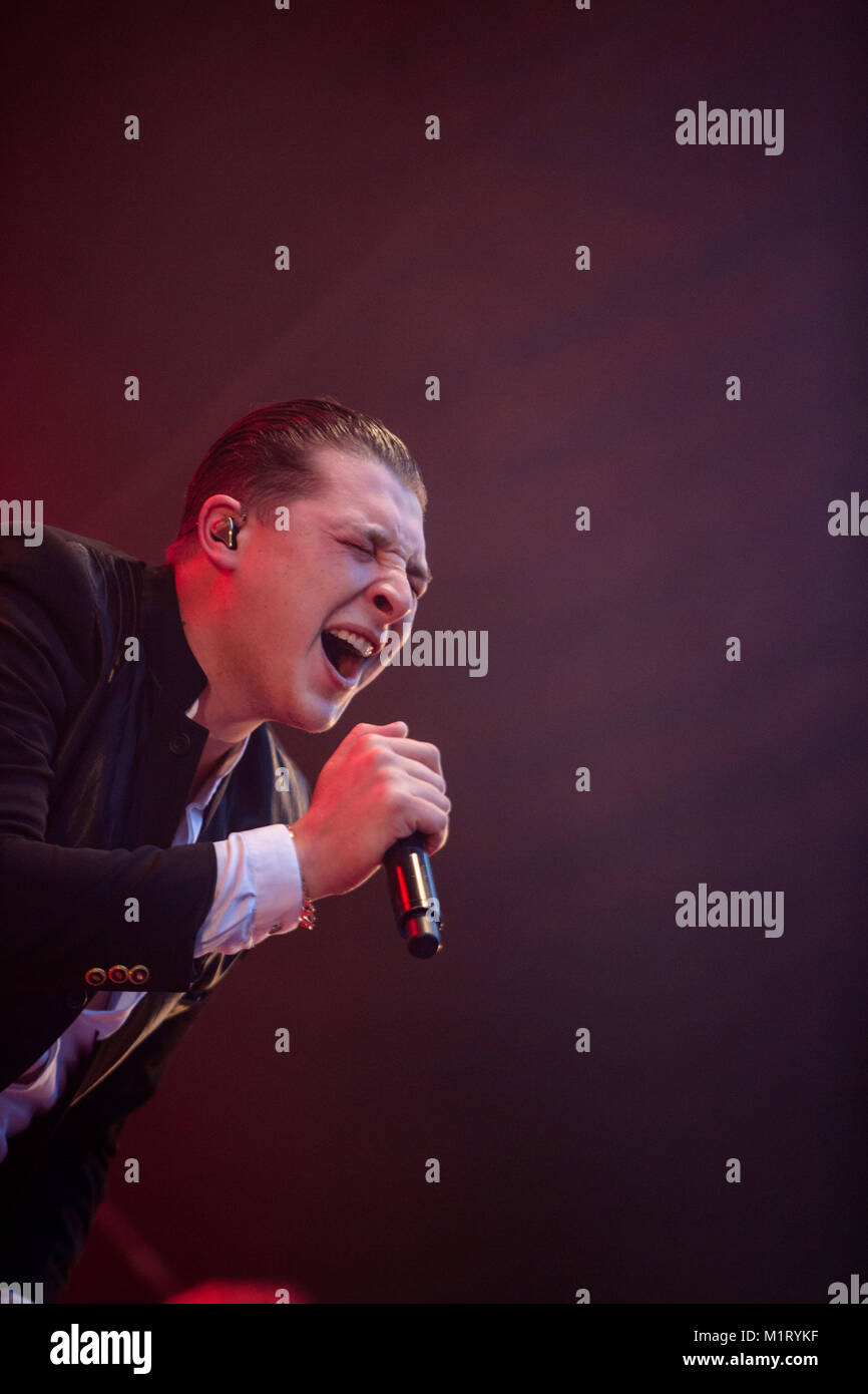 The English singer, songwriter and musician John Newman performs a live ...