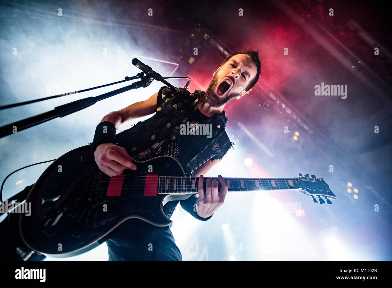 The Norwegian black metal band Kampfar performs a heavy metal festival ...