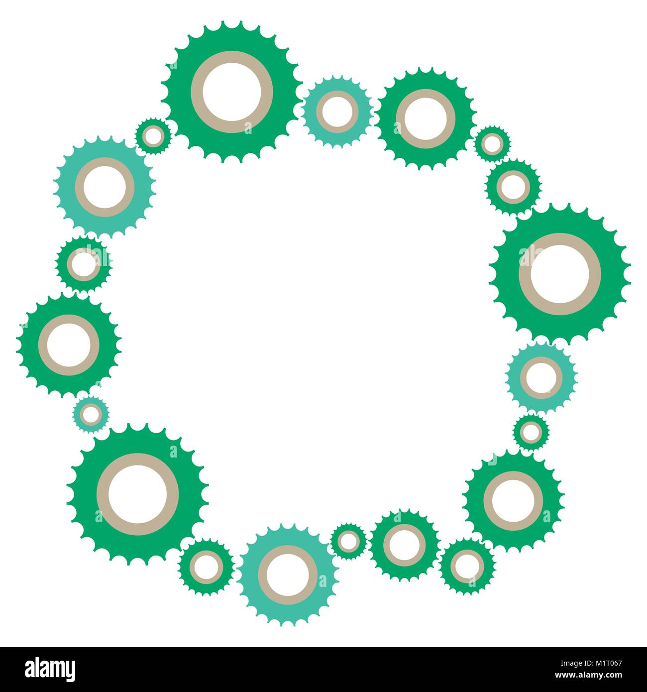 Complex mechanism of a large set of gears of different sizes Stock ...