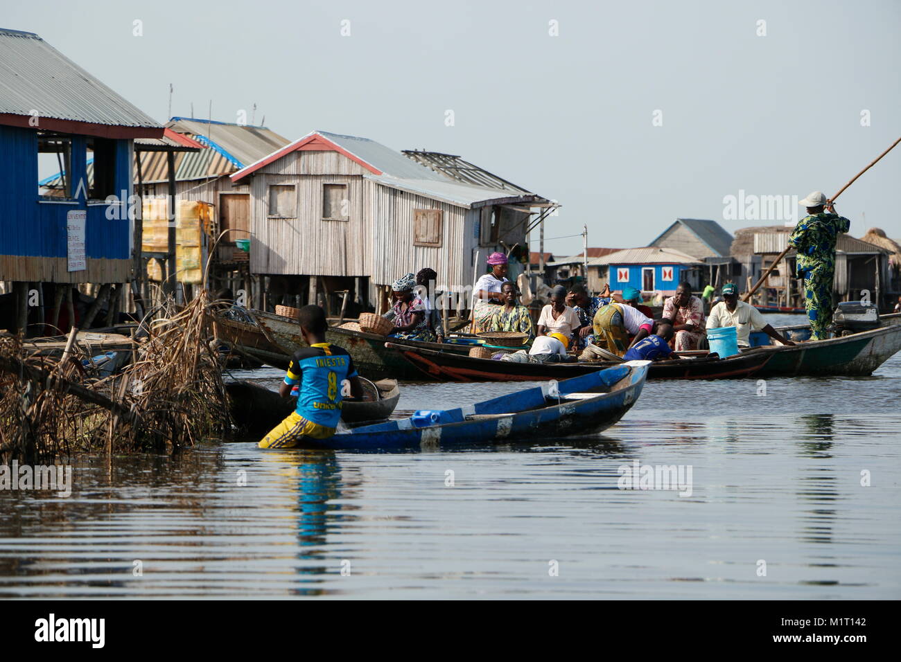 Ganvie a stilt village in Lake Nokoué in Benin, West Africa. People ...