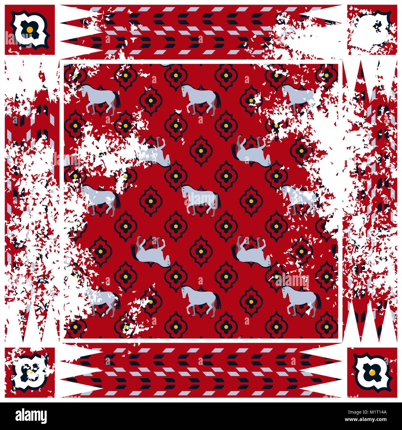 Horse red rough rug vector square design Stock Vector Image & Art - Alamy