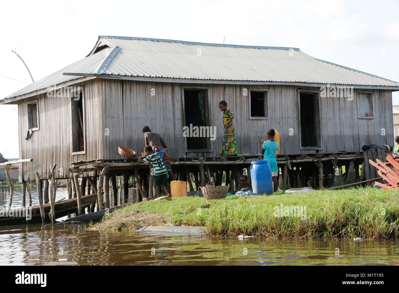 Ganvie a stilt village in Lake Nokoué in Benin, West Africa. People ...