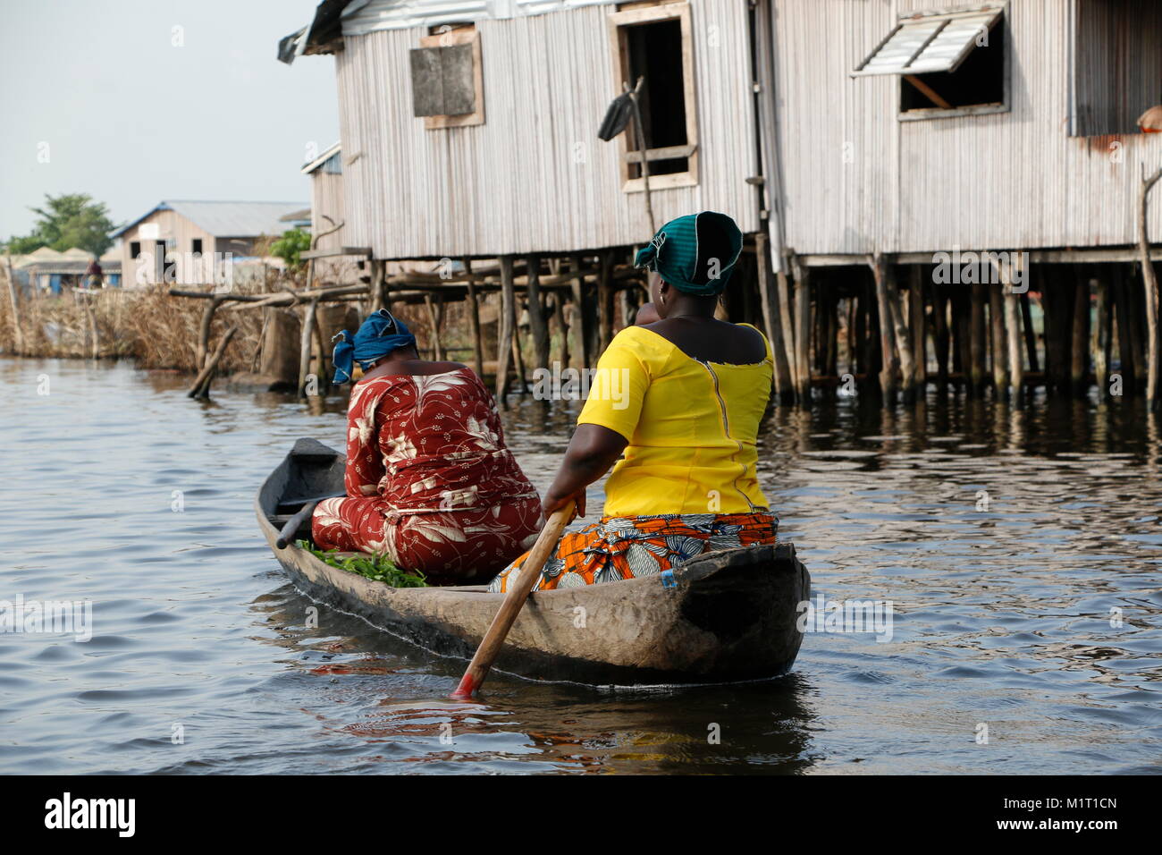 Ganvie a stilt village in Lake Nokoué in Benin, West Africa. People ...