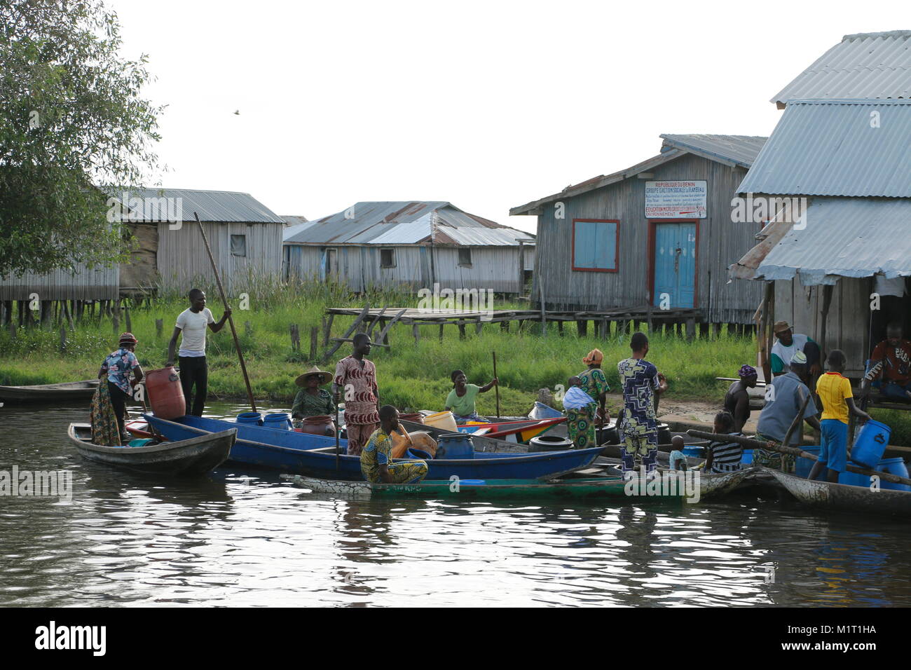Ganvie a stilt village in Lake Nokoué in Benin, West Africa. People ...