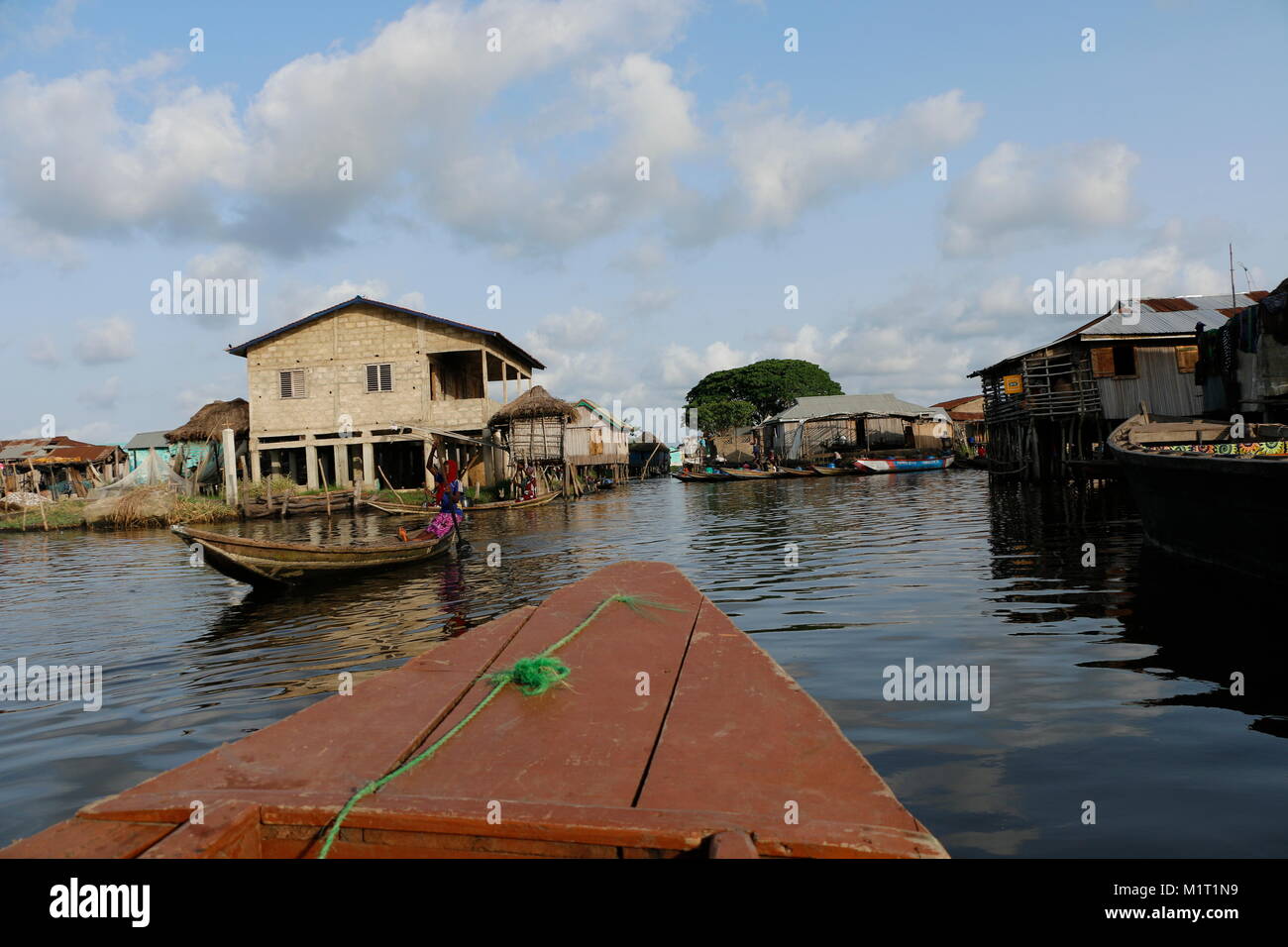 Ganvie a stilt village in Lake Nokoué in Benin, West Africa. People ...