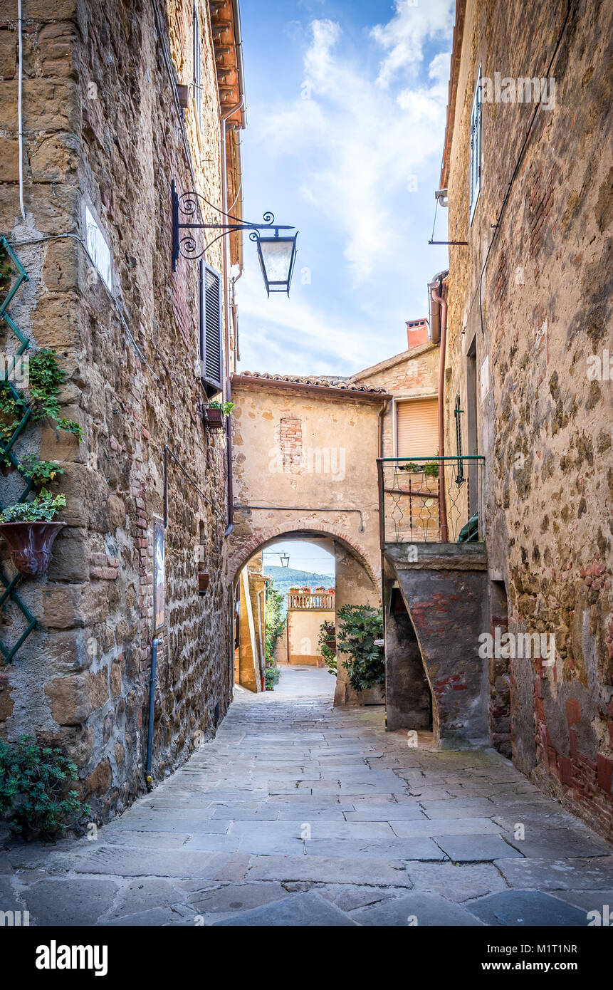 Beautiful street of captivating Montisi village in Tuscany, Italy Stock ...