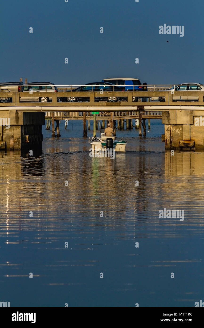 Under bridge at Cedar Key headed to the Gulf of Mexico for a day of ...
