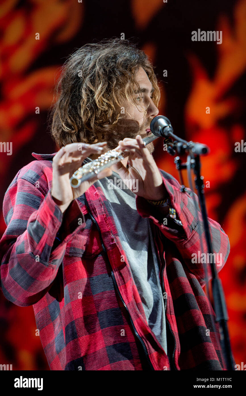 The Australian singer and songwriter Matt Corby performs a live concert ...