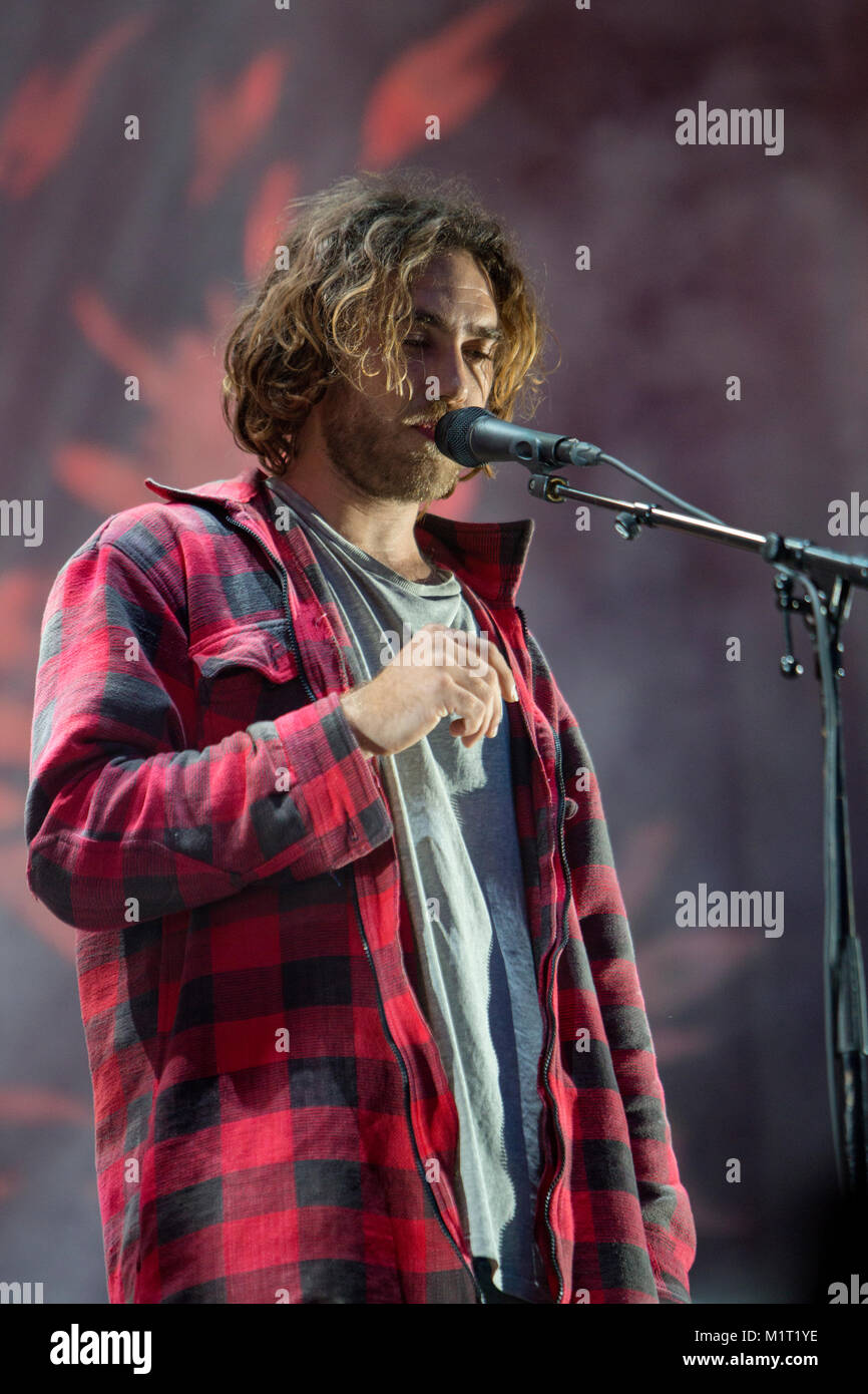 The Australian singer and songwriter Matt Corby performs a live concert ...