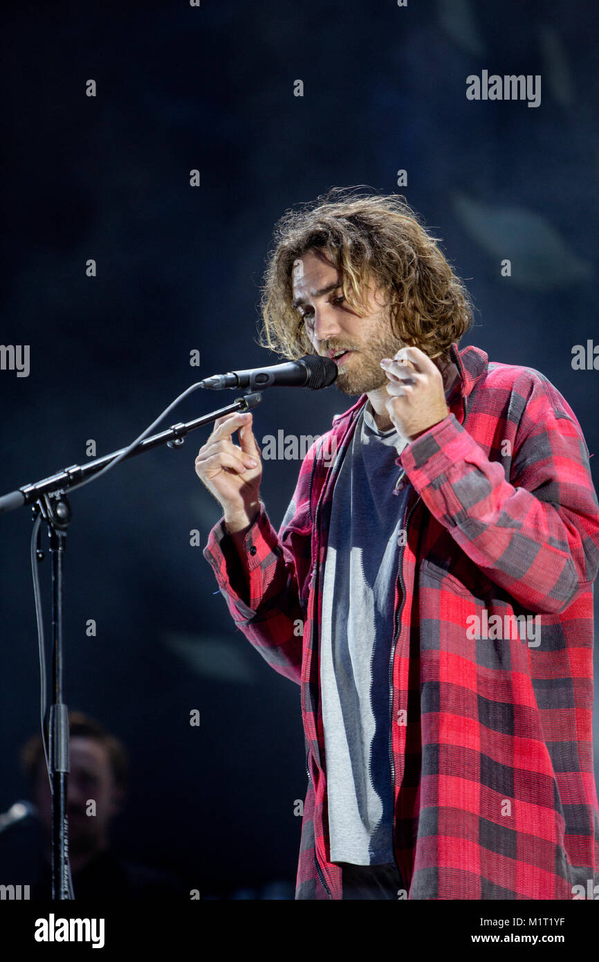 The Australian singer and songwriter Matt Corby performs a live concert ...