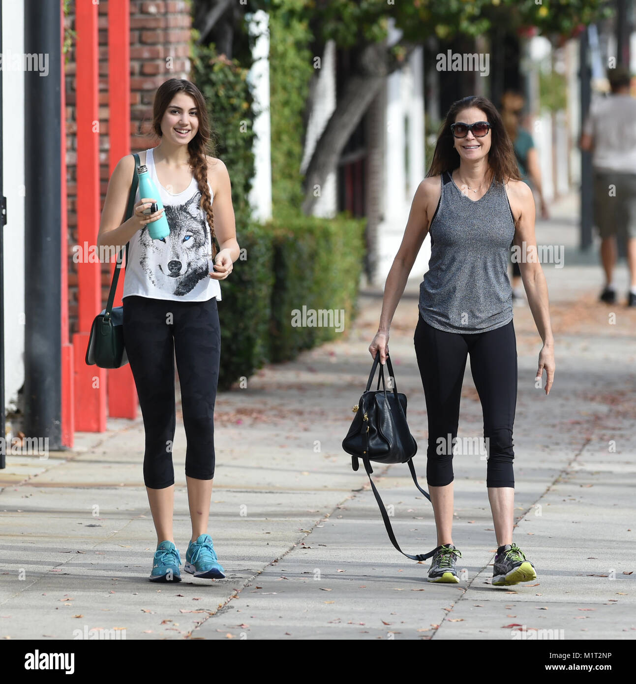 Teri Hatcher and her daughter Emerson Tenney leave a gym after working ...