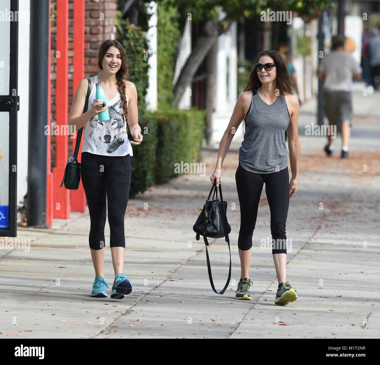 Teri Hatcher and her daughter Emerson Tenney leave a gym after working ...