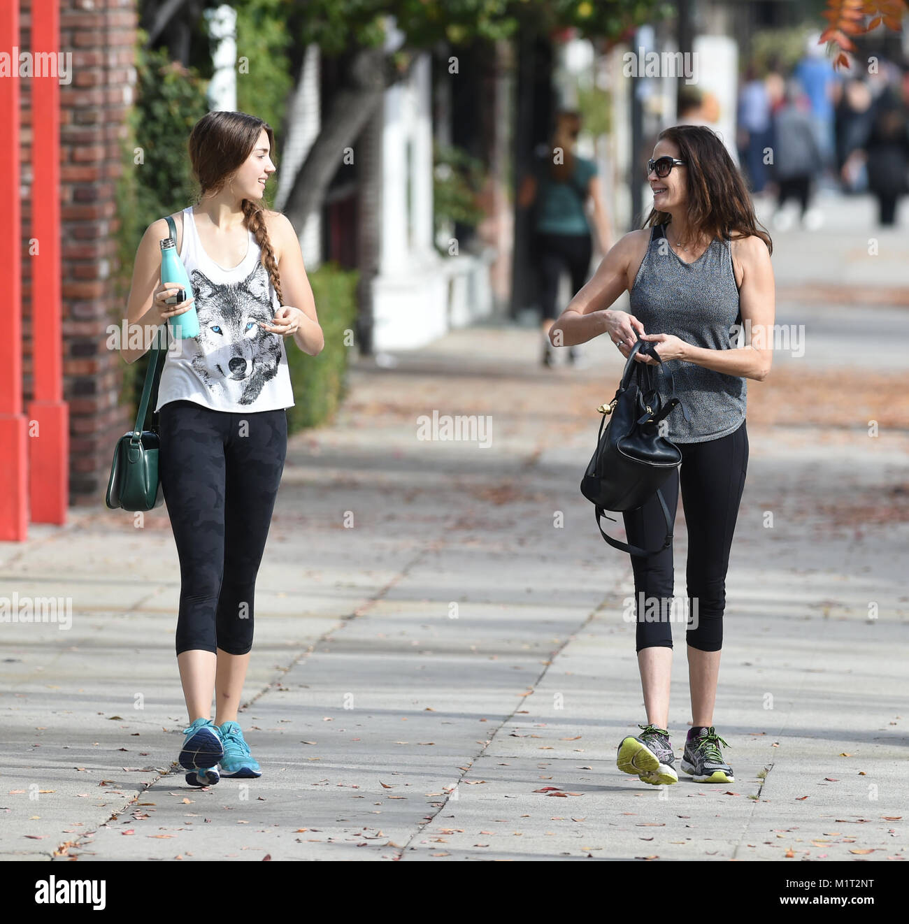 Teri Hatcher and her daughter Emerson Tenney leave a gym after working ...