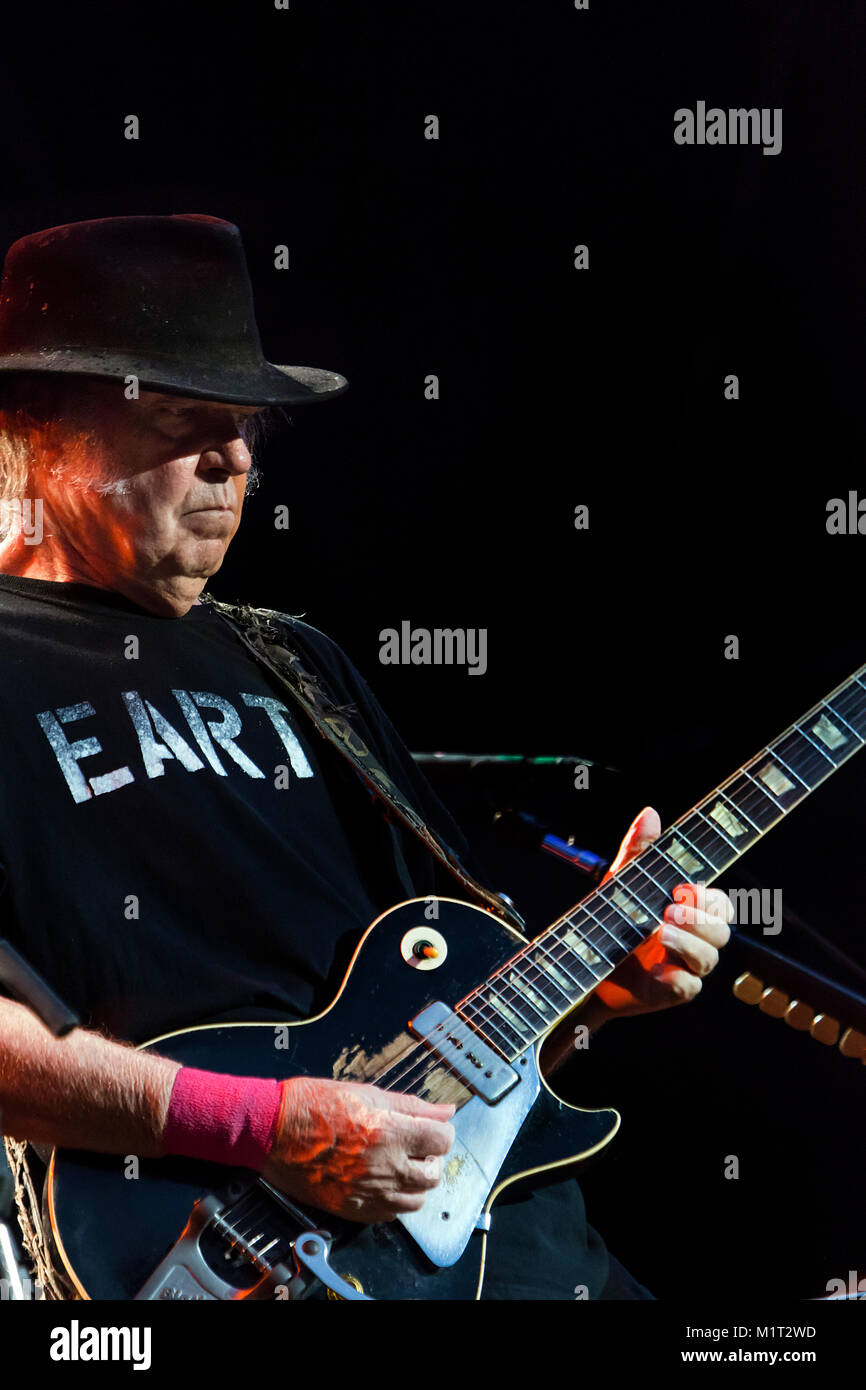 The Canadian, singer, songwriter and musician Neil Young performs a ...