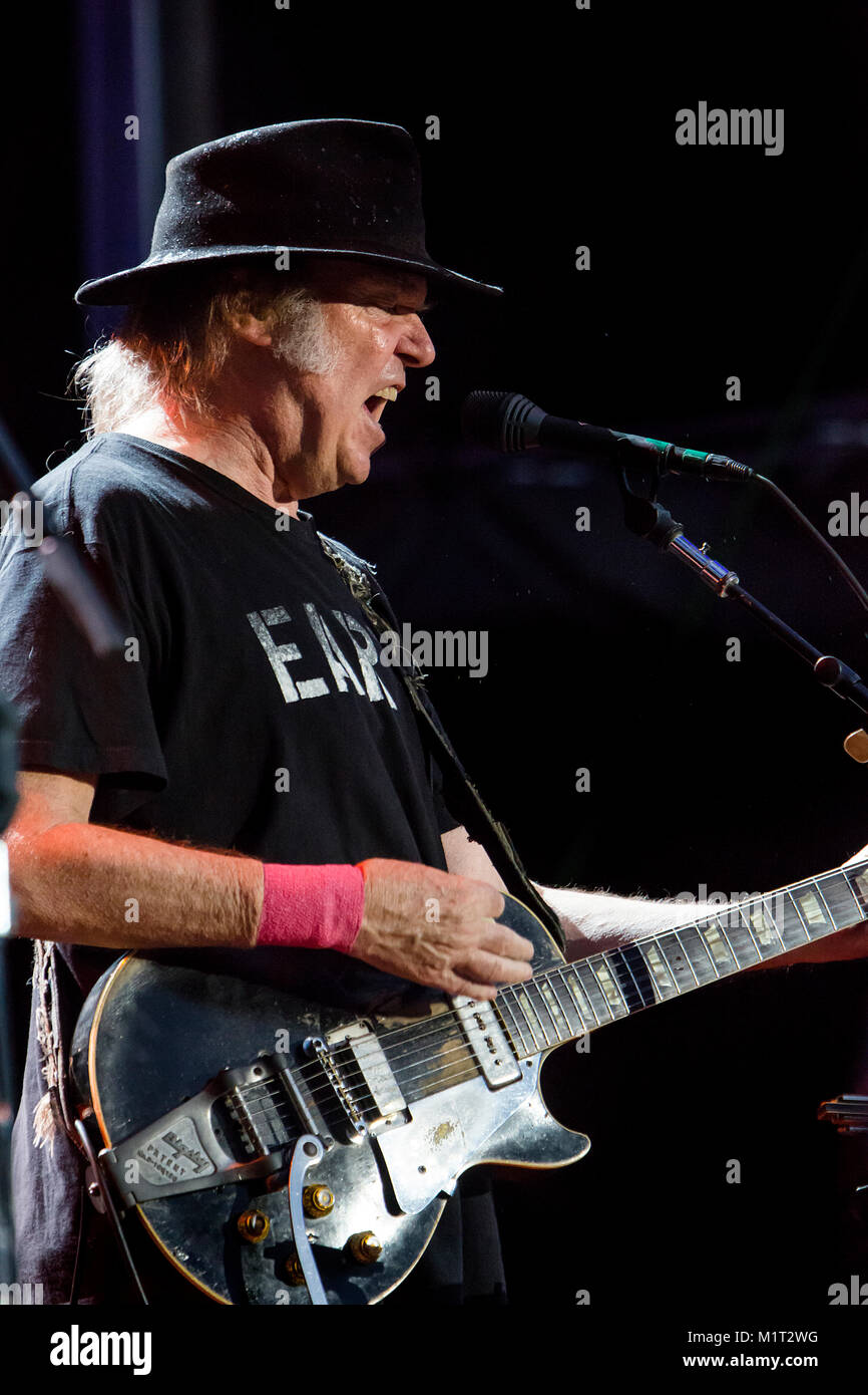 The Canadian, singer, songwriter and musician Neil Young performs a ...